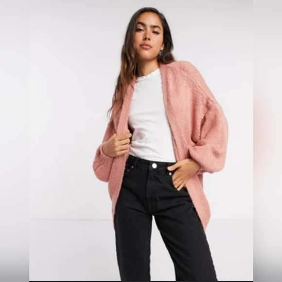 ASOS | Sweaters | Asos Design Chunky Oversized Cardigan In Dusky Pink ...